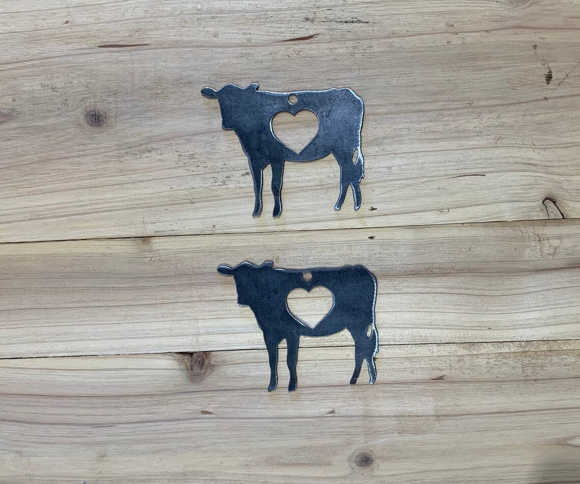 2 Metal Cow Ornaments Metal Cow Shape Farmhouse Decoration - Etsy