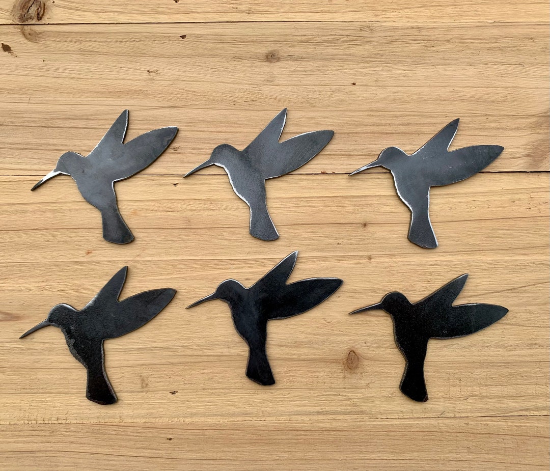 Lot Set of 6 Hummingbird Shapes 3 Inch Rough Rusty Metal Steel Wall Art ...
