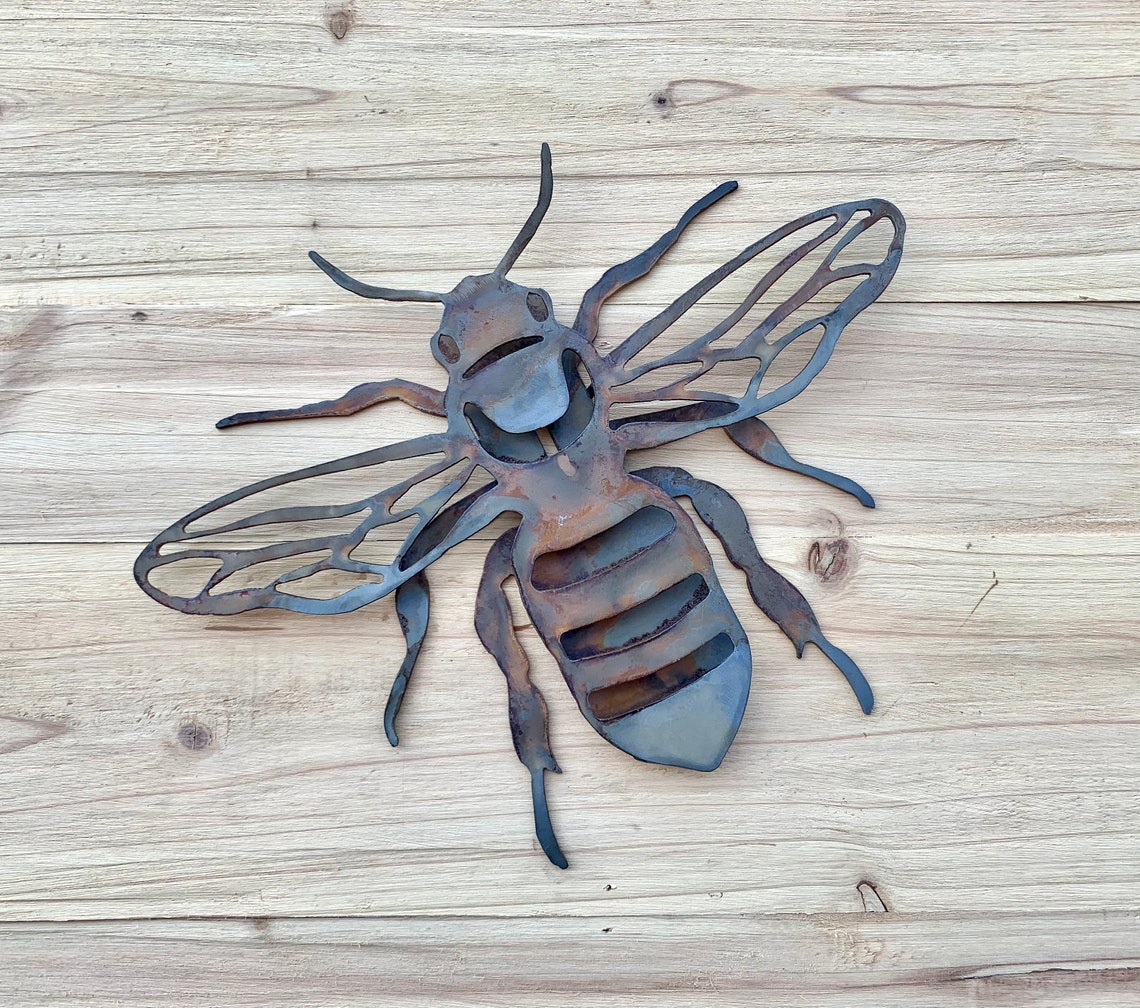 Large Metal Bee Art Metal Bee Sculpture Bee Sign Honey - Etsy