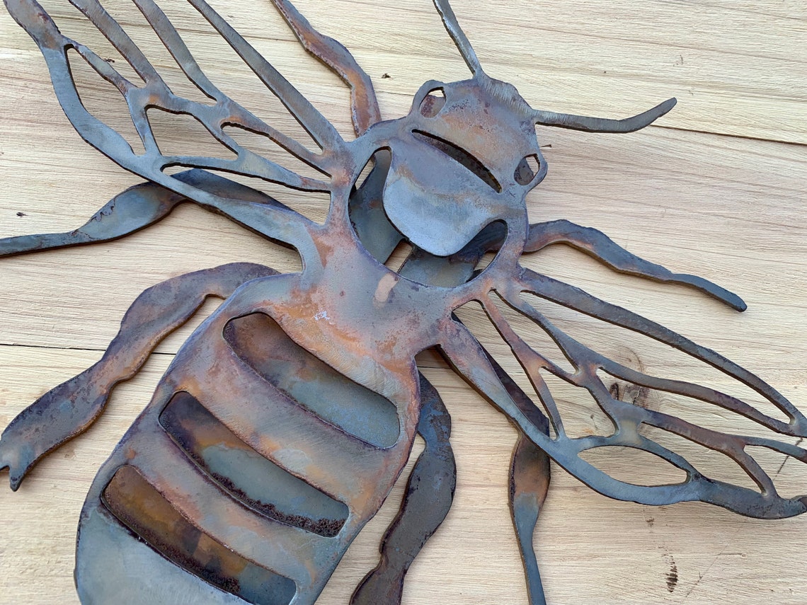 Large Metal Bee Art Metal Bee Sculpture Bee Sign Honey - Etsy