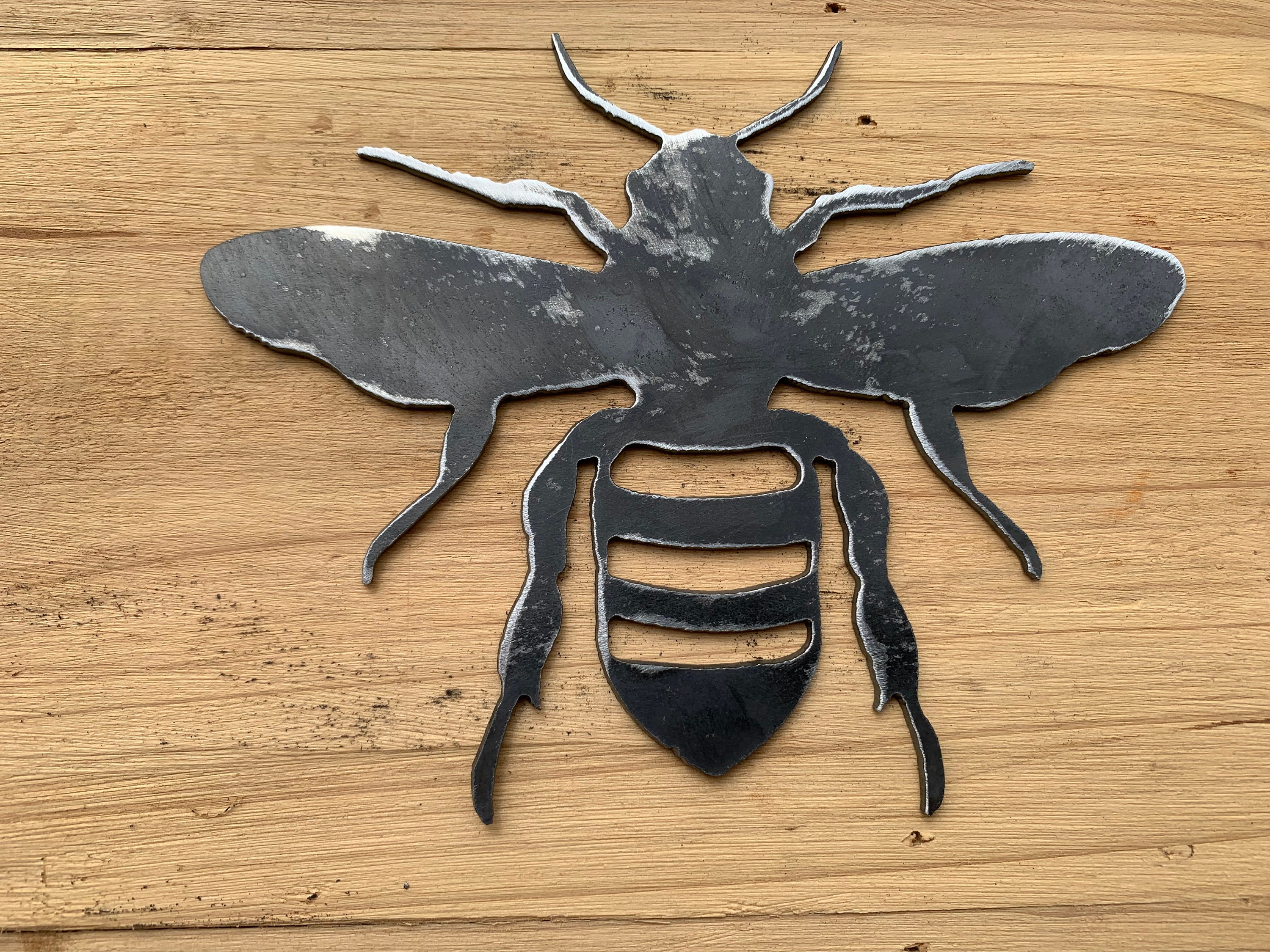 Metal Bee Decoration Raw Steel 6 Inch Honey Bee Beehive - Etsy