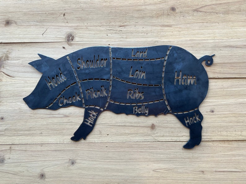 BBQ Sign | Pork Cuts Sign | Butcher Cuts BBQ Smoker Sign - Etsy