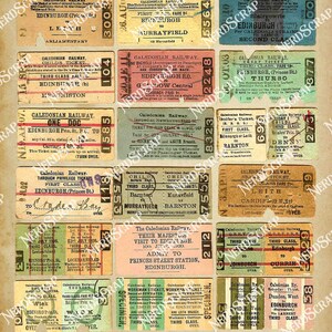 Vintage Train Tickets Digital Download Printable Old Railway Ephemera ...