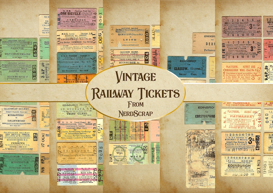 Vintage Train Tickets Digital Download Printable Old Railway Ephemera ...