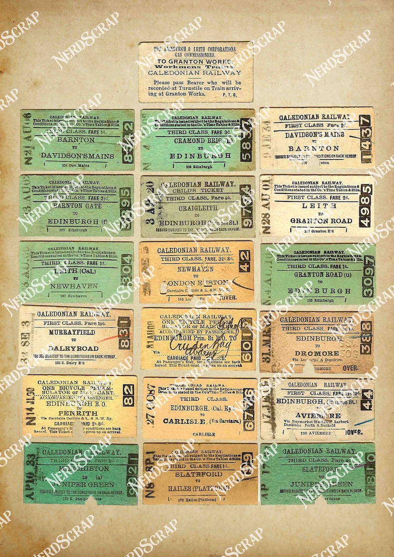 Vintage Train Tickets Digital Download Printable Old Railway | Etsy