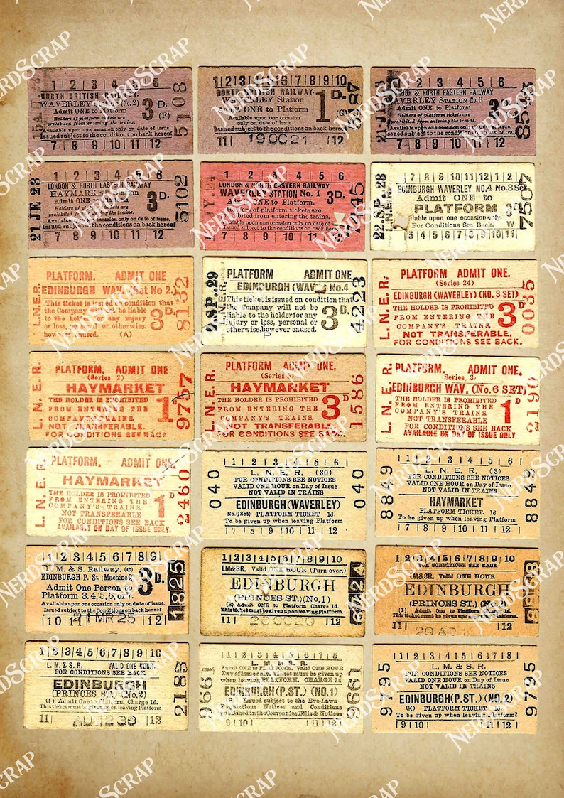 Vintage Train Tickets Digital Download Printable Old Railway | Etsy