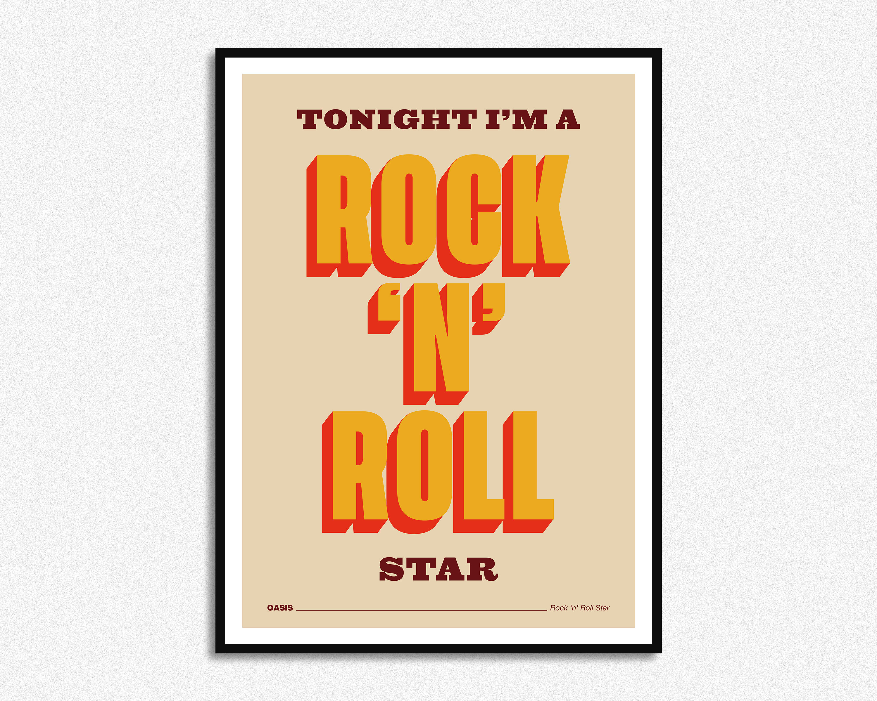 Rock 'n' Roll Star | Lyrics Print | Music Print | Alcohol | A5 A4 A3 ...