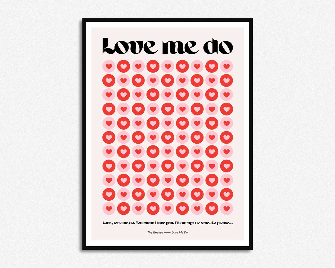 The Beatles Inspired Love Me Do Lyrics Print Kaleidoscope Music A5 A4 ...
