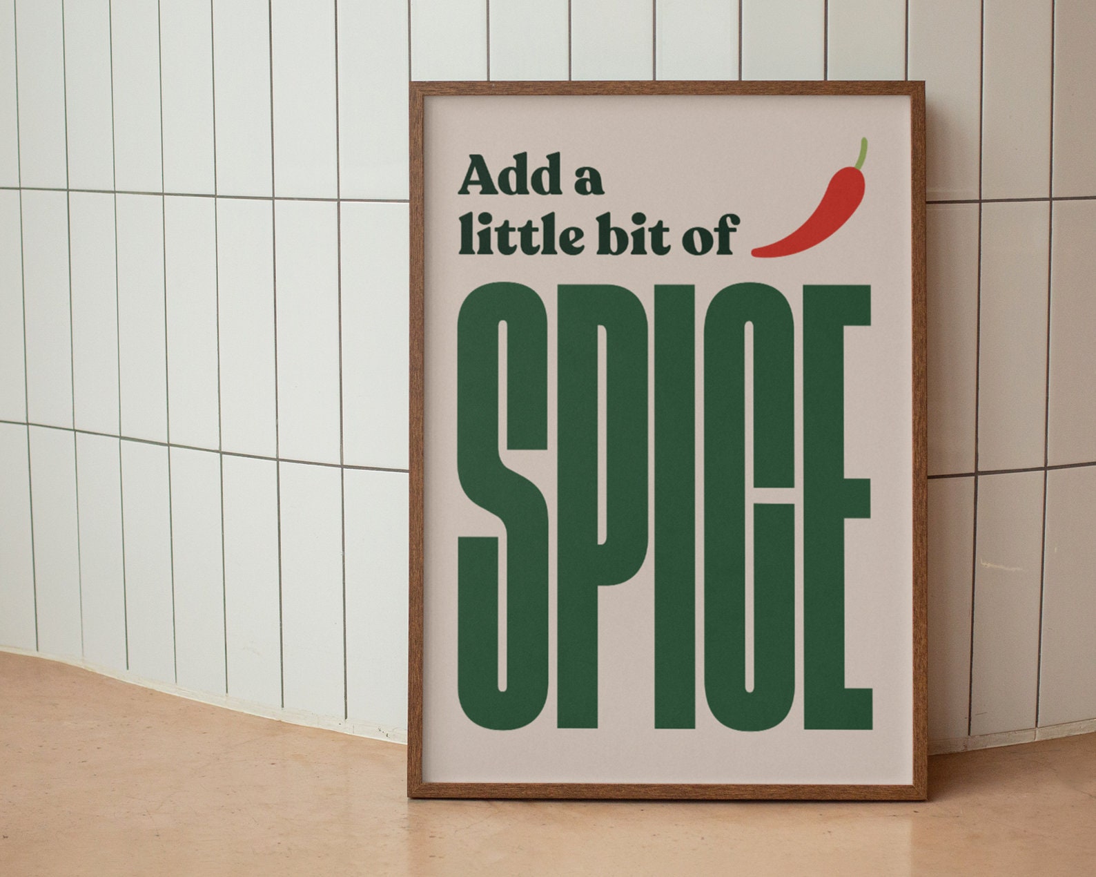 Add A Little Bit of Spice | Quirky Kitchen Print | Herbs | Chilli | A5 ...