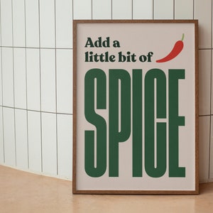 Add A Little Bit of Spice | Quirky Kitchen Print | Herbs | Chilli | A5 ...