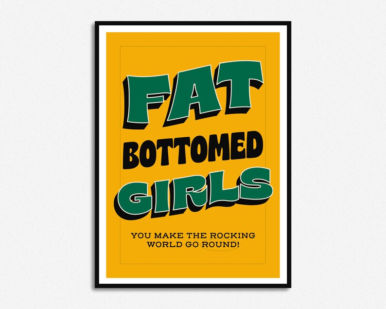 Queen Fat Bottomed Girls Music Lyrics A5 A4 A3 Unframed Etsy