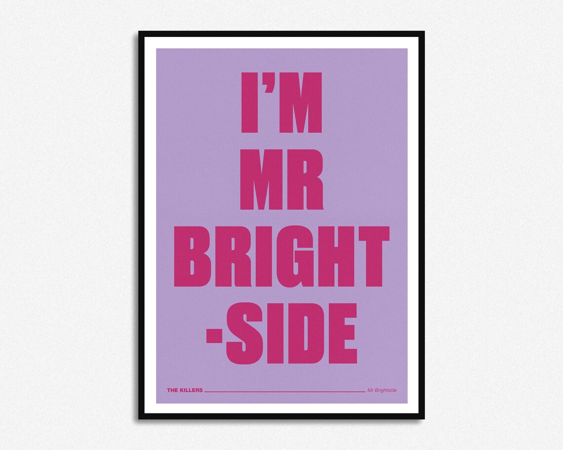Mr Brightside Inspired Music Print Lyrics Print A5 A4 A3 - Etsy UK