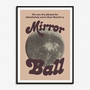 Mirrorball Print Print | Disco Ball | A5 A4 A3 | Unframed Indie Rock ...