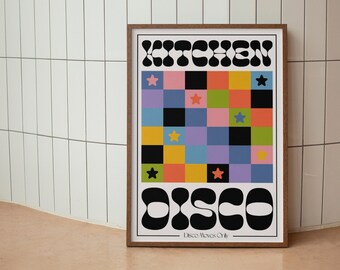 Kitchen Disco Home Decor Phrase Retro Indie Typography Quote A5 A4 A3 ...
