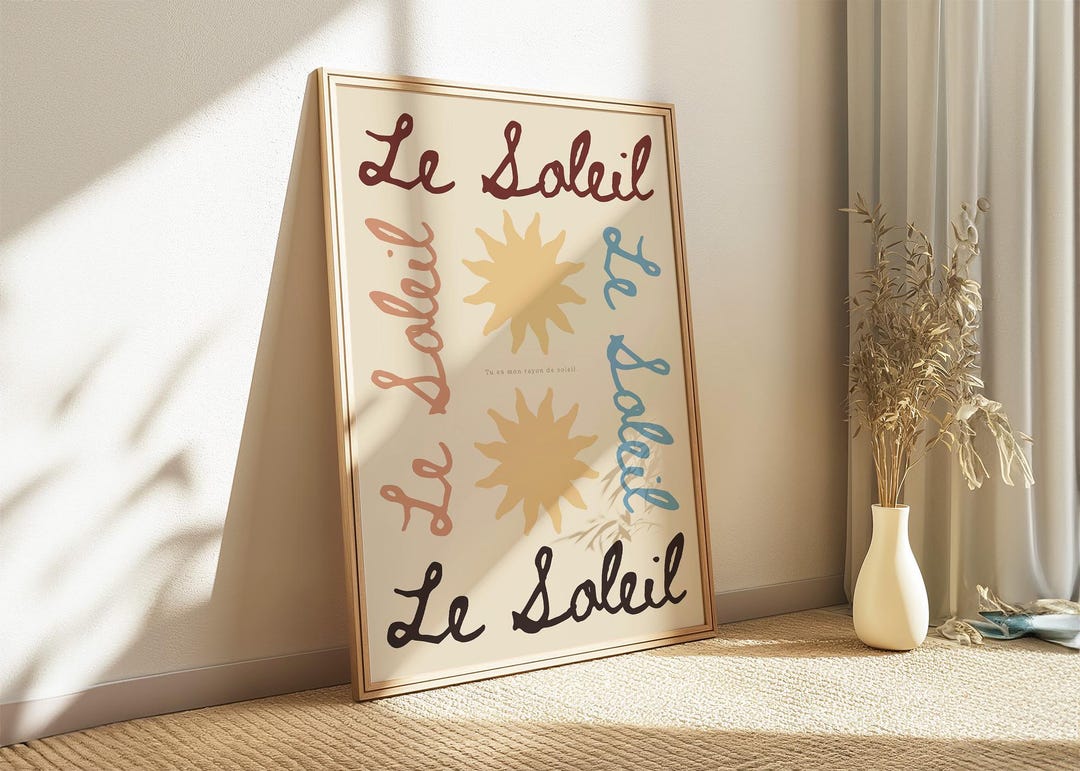Le Soleil Print | Sun Poster | Living Room | Modern Decor Quote A5 A4 ...