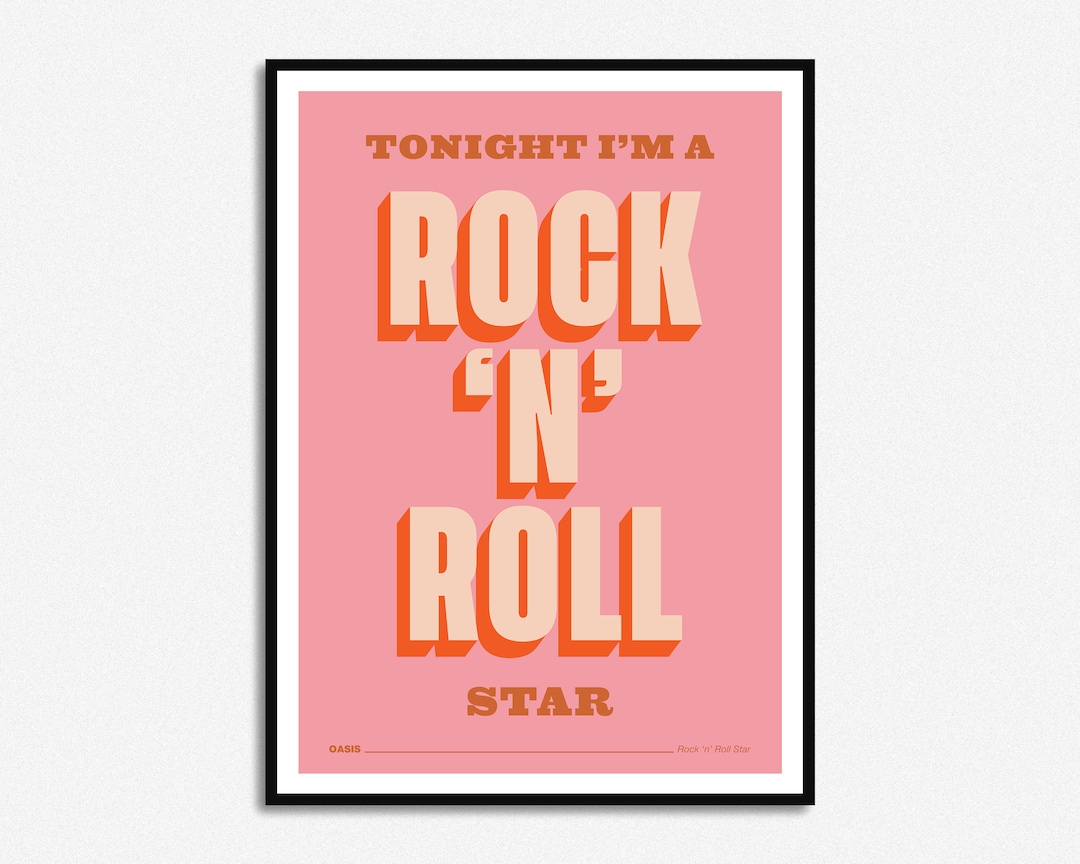 Rock 'n' Roll Star | Lyrics Print | Music Print | Alcohol | A5 A4 A3 ...