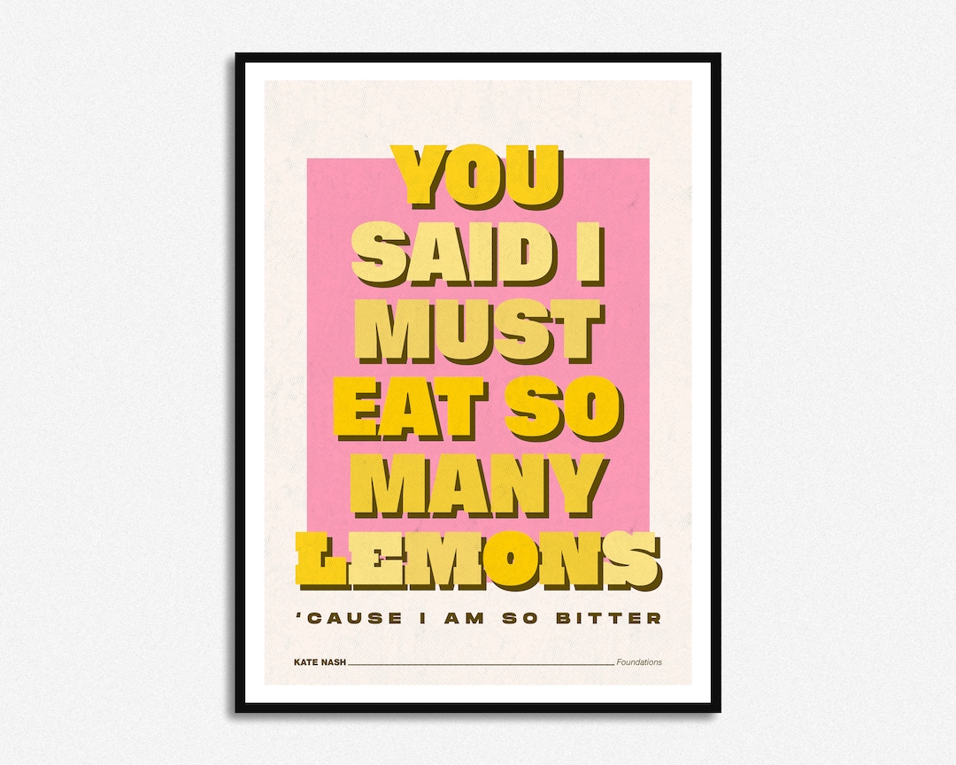 Eat so Many Lemons Lyrics Print Music Print A5 A4 A3 - Etsy