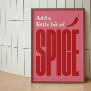 Add A Little Bit of Spice | Quirky Kitchen Print | Herbs | Chilli | A5 ...