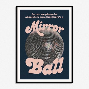 Mirrorball Print Print | Disco Ball | A5 A4 A3 | Unframed Indie Rock ...
