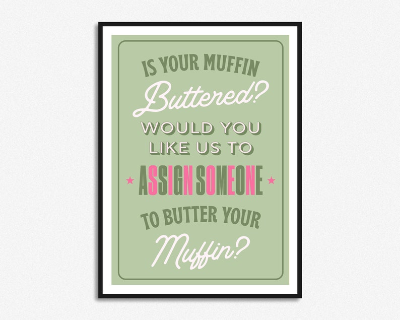 Is Your Muffin Buttered? Lyrics Print | Music Print | A5 A4 A3 ...