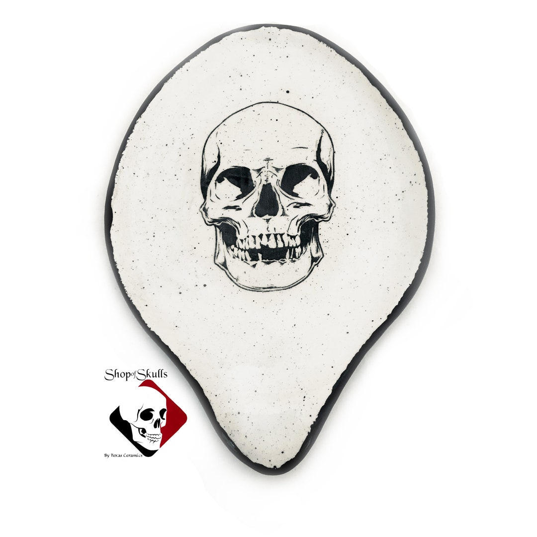 Skull Spoon Rest: Black Ceramic Halloween Kitchen Decor - Etsy