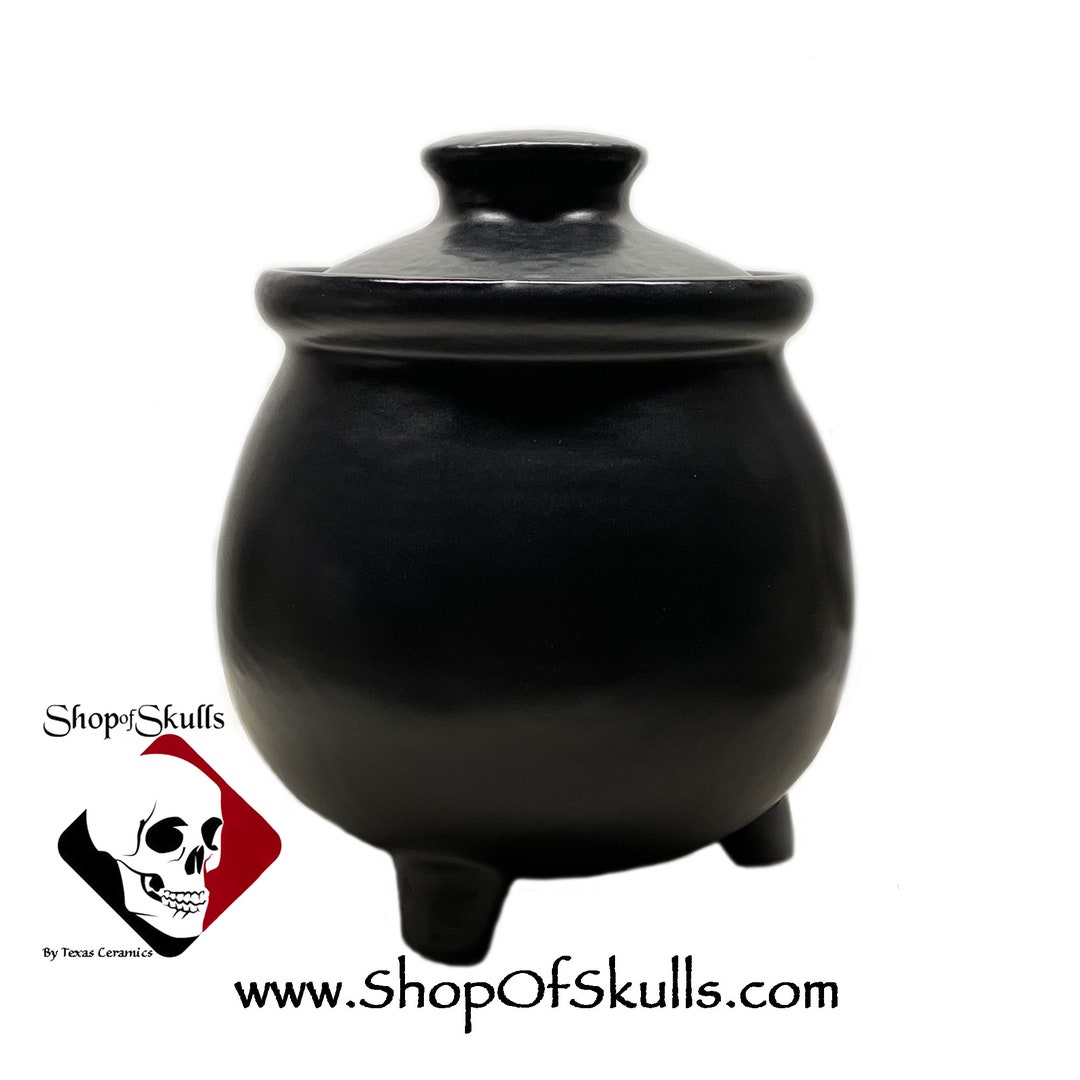 Cauldron Sugar Bowl With Lid Black Matte Ceramic Kettle Container ...