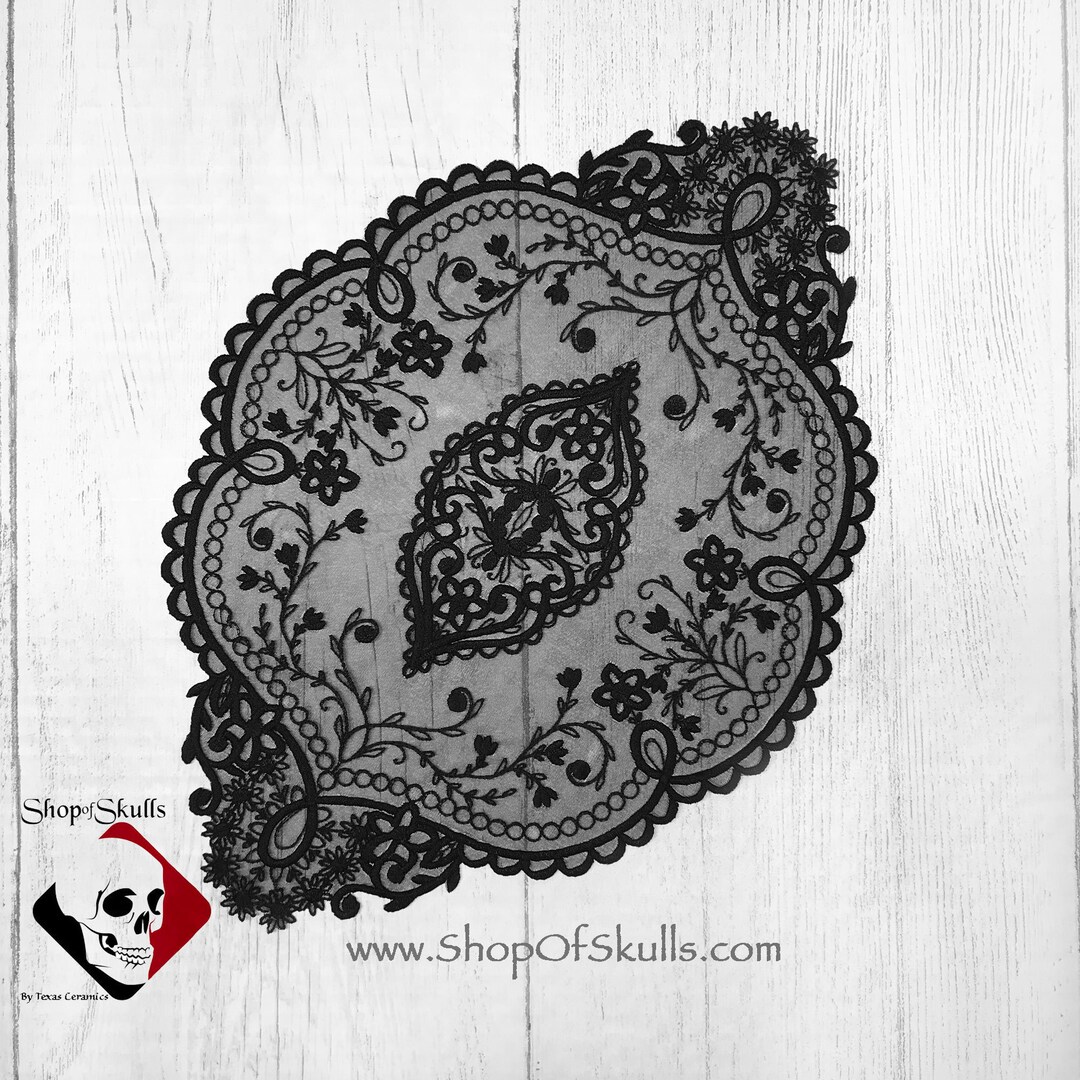 Victorian Lace Doily Goth Black Organza Intricate Floral Design ...