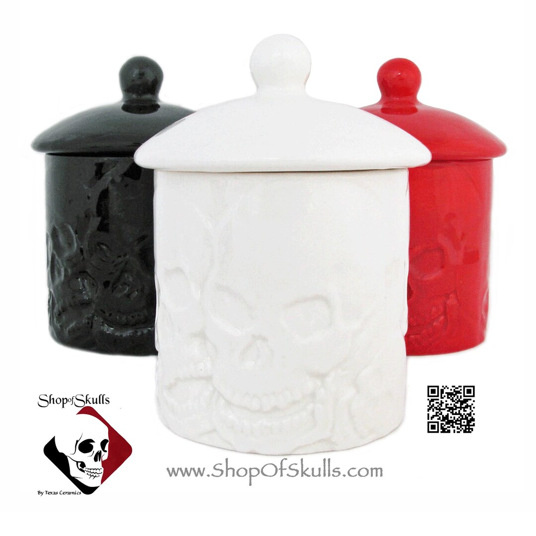Skull Canister and Lid Skull Sugar Bowl or Candy Holder Bath Vanity ...