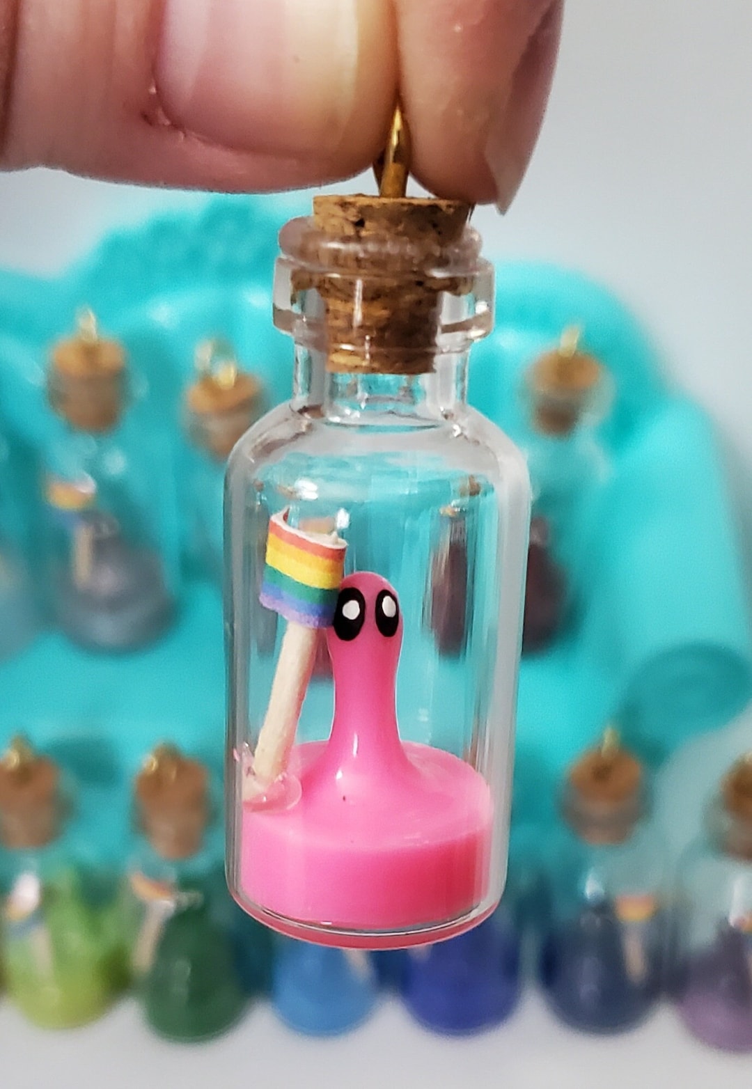 Tiny Slime Monster Pet With Pride Flag in a Glass Bottle - Etsy