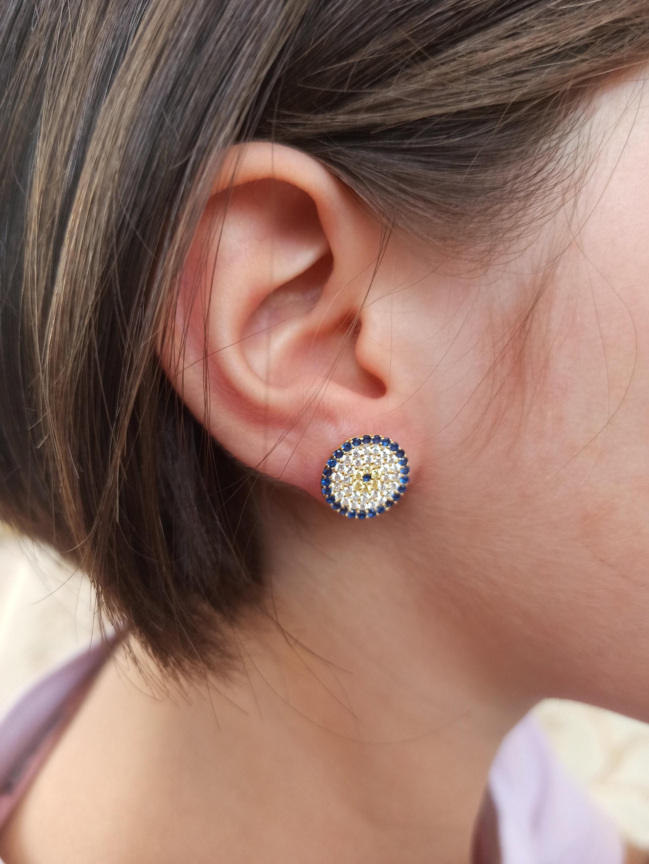 Evil Eye Ear Cuff Evil Eye Stud Earrings Eye Ear Cuff - Etsy UK