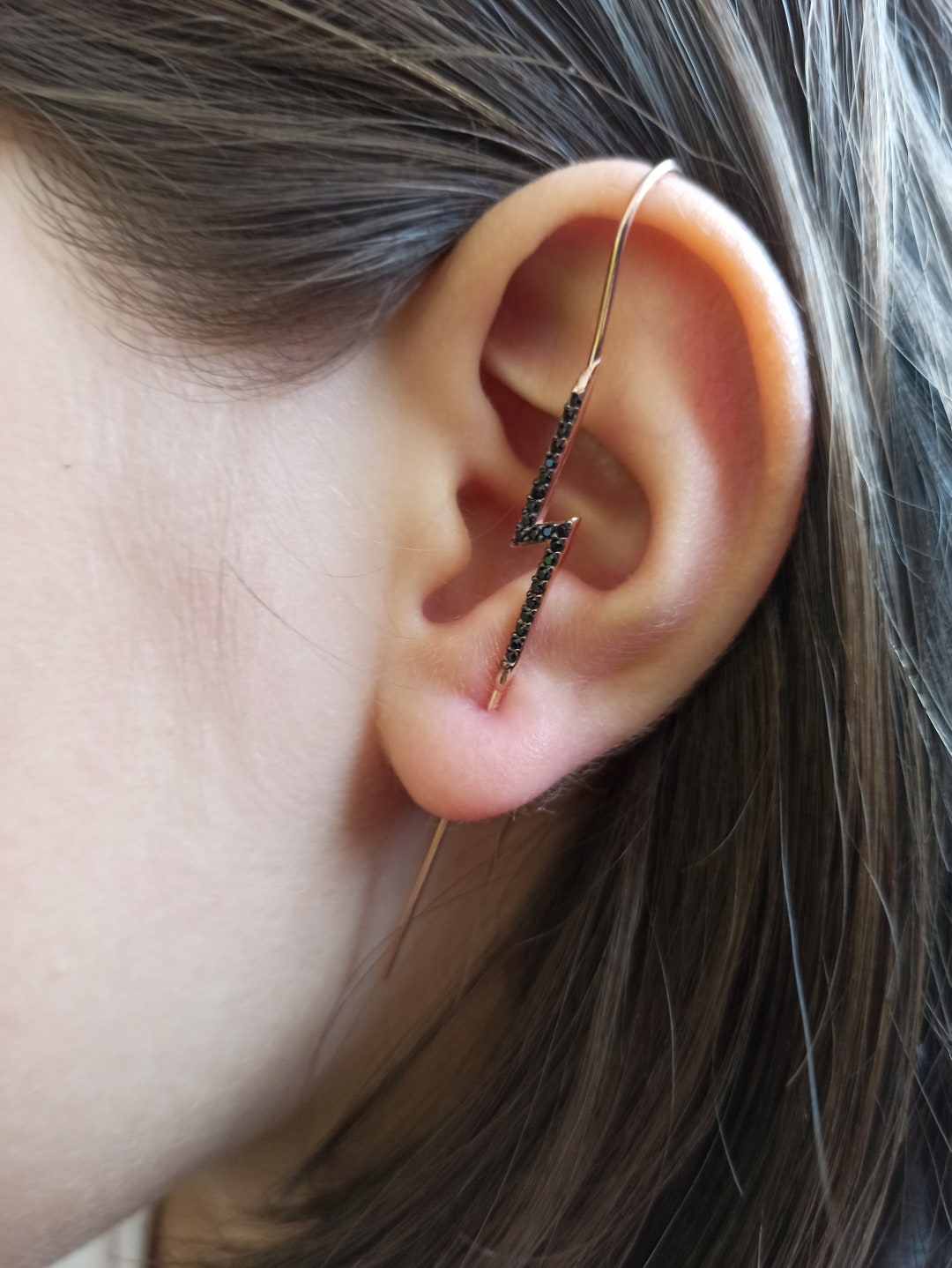 Cane Earrings, Earrings Stud, Rod Earring, Rod Ear Cuff, Lightning Bolt ...