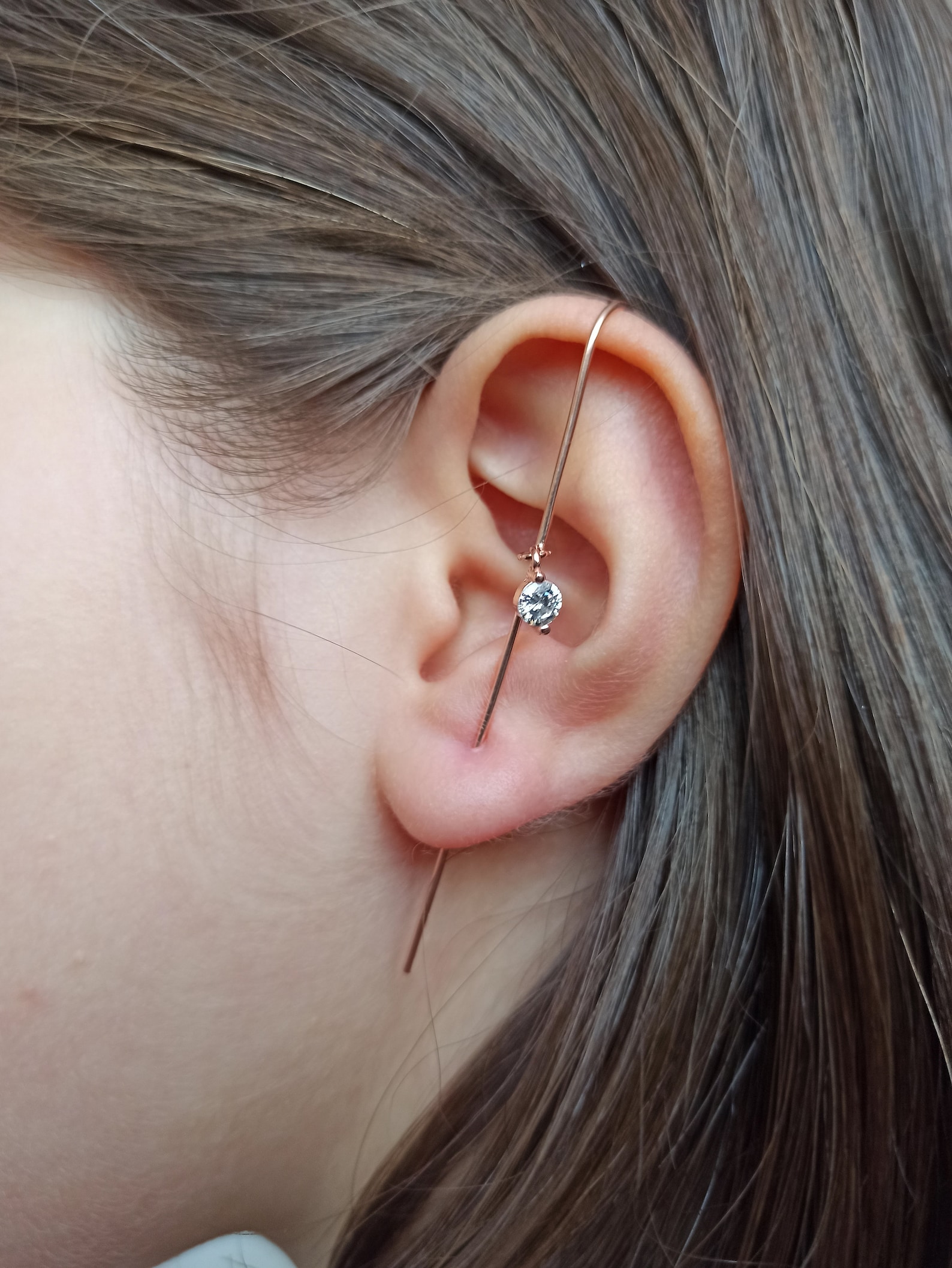 Solitaire Ear Cuff Earrings Stud Rod Earring Rod Ear Cuff - Etsy