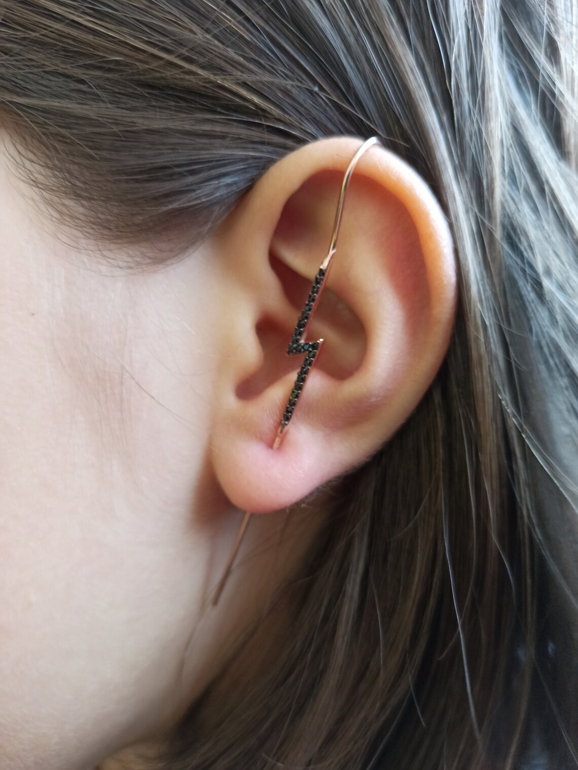 Cane Earrings, Earrings Stud, Rod Earring, Rod Ear Cuff, Lightning Bolt ...