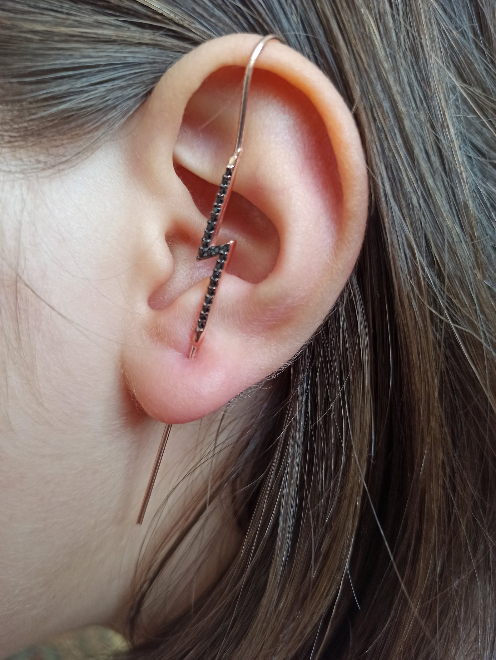 Cane Earrings, Earrings Stud, Rod Earring, Rod Ear Cuff, Lightning Bolt ...