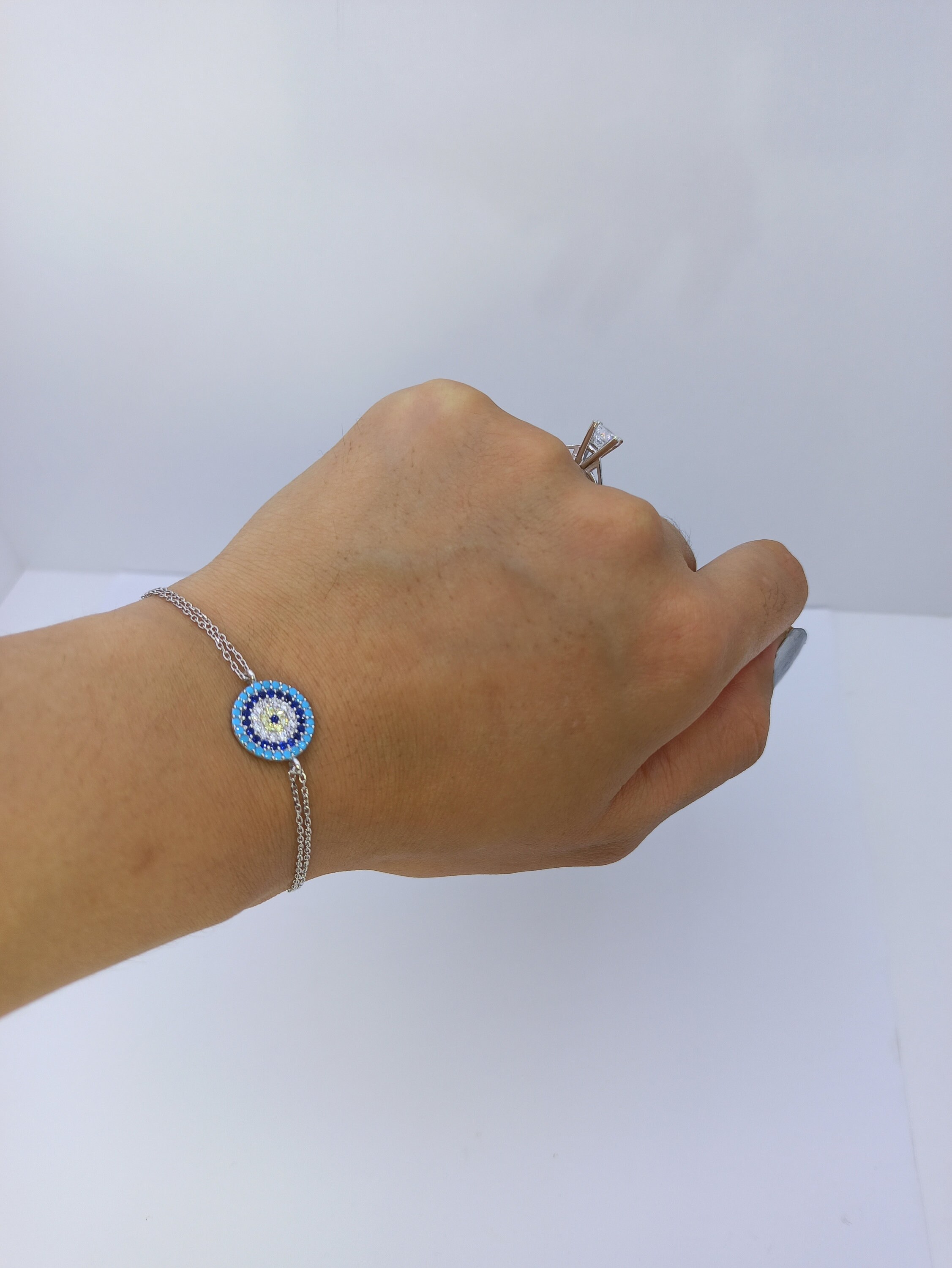 Evil Eye Bracelet, Chain Evil Eye Bracelet, Sterling Silver Bracelet ...