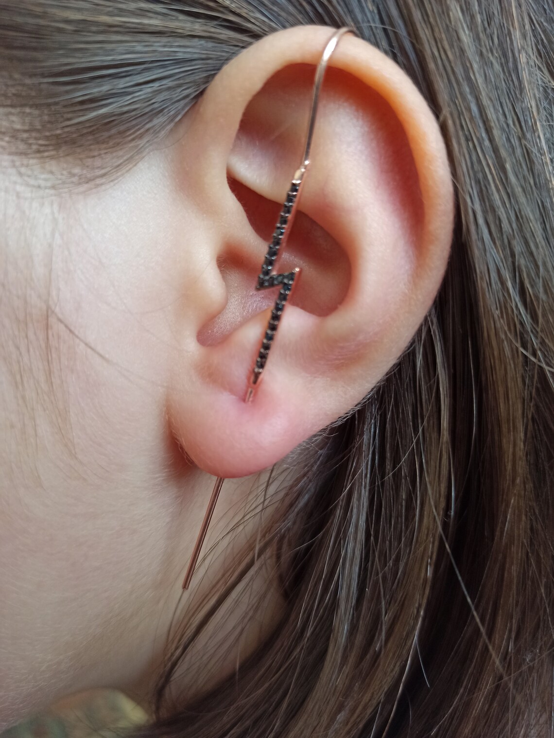 Cane Earrings, Earrings Stud, Rod Earring, Rod Ear Cuff, Lightning Bolt ...