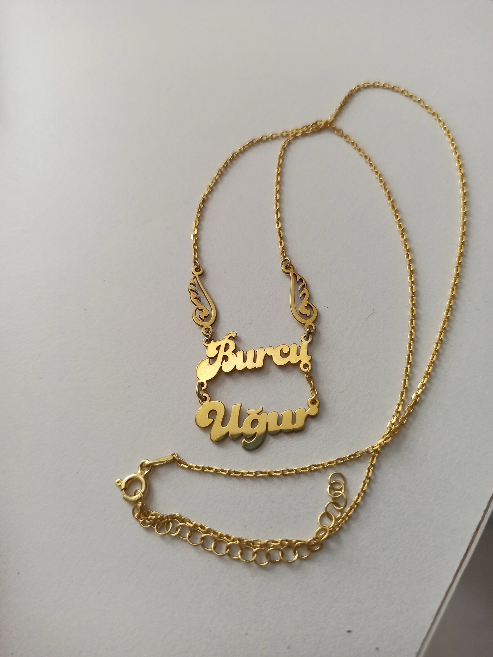 With Two Names Necklace Angel Winged Name Necklace Name - Etsy