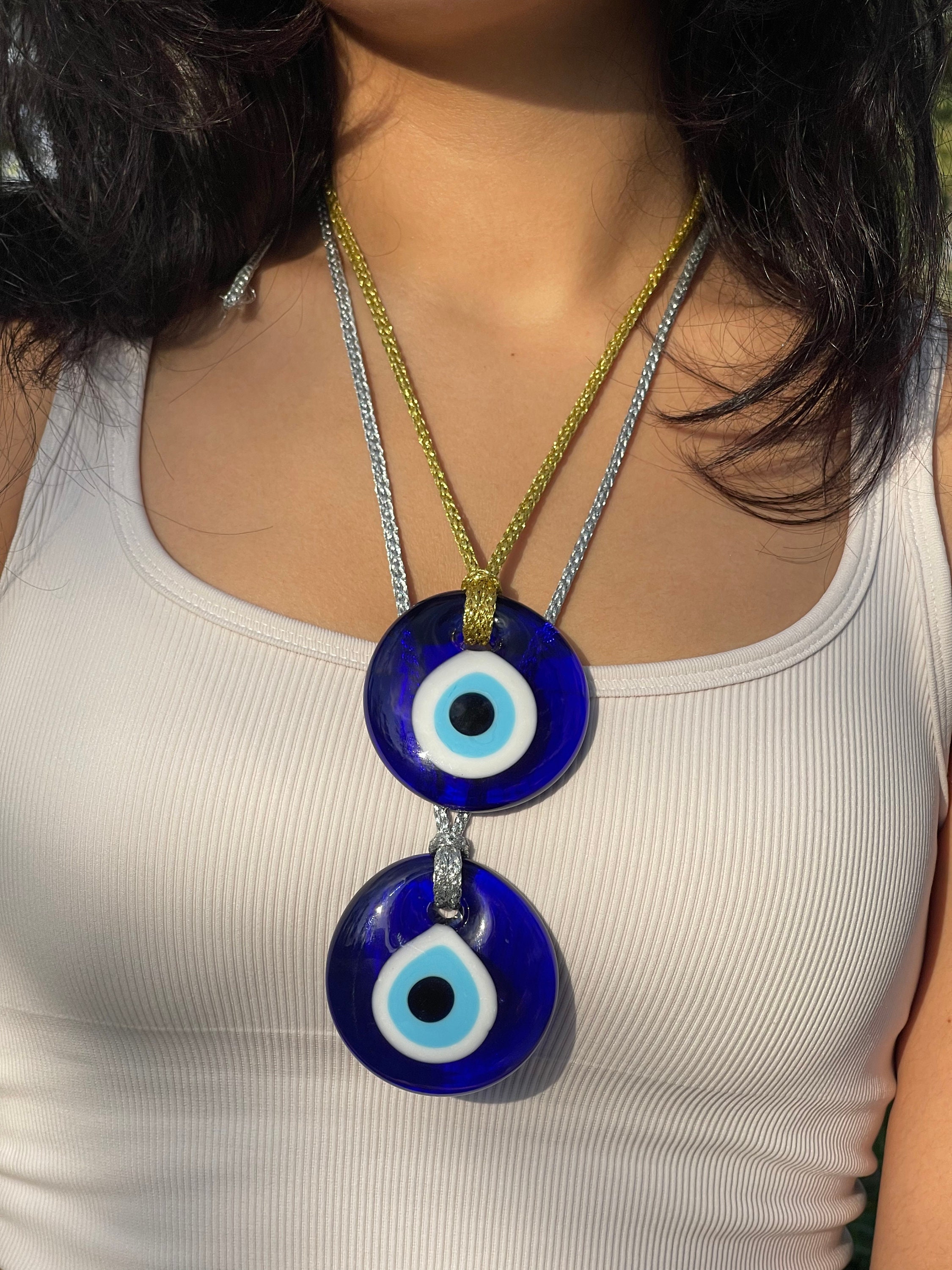 Evil Eye Necklace Big Eveil Eye Necklace Silver Rope Evil - Etsy