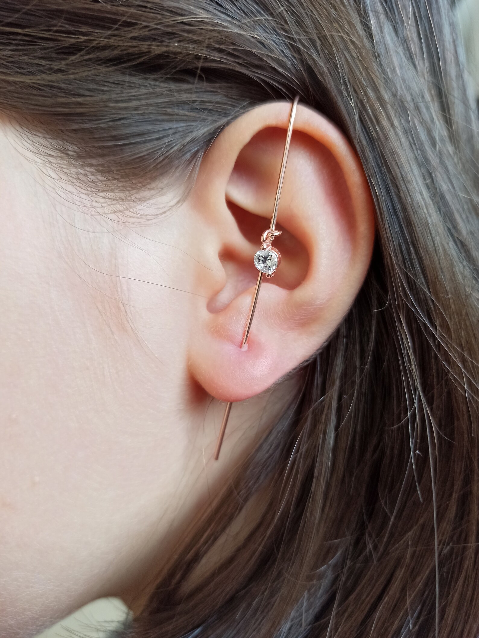 Solitaire Ear Cuff, Earrings Stud, Rod Earring, Rod Ear Cuff, Lightning ...