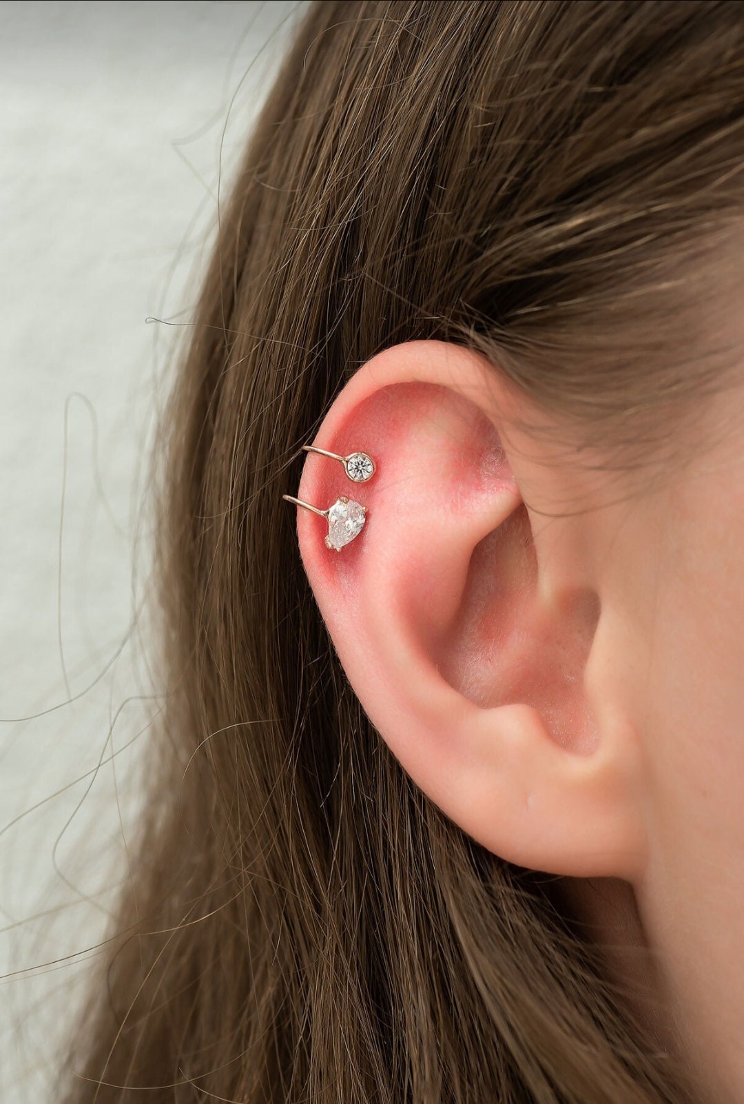 Solitaire Ear Cuff ,PIERCED or NON PIERCED Ear Cuff, Ear Cuffs, Helix ...