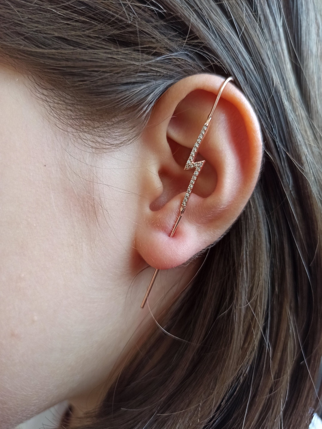 Cane Earrings, Earrings Stud, Rod Earring, Rod Ear Cuff, Lightning Bolt ...