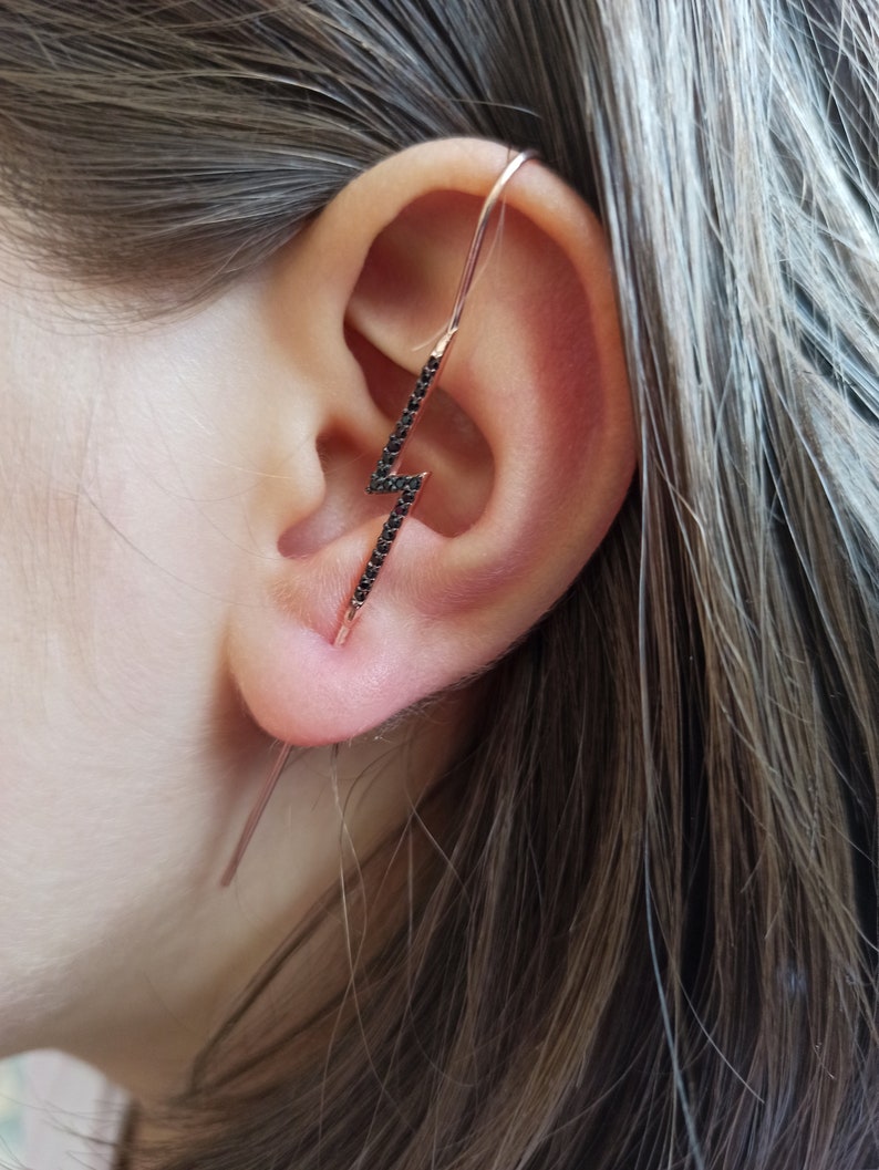 Cane Earrings, Earrings Stud, Rod Earring, Rod Ear Cuff, Lightning Bolt ...
