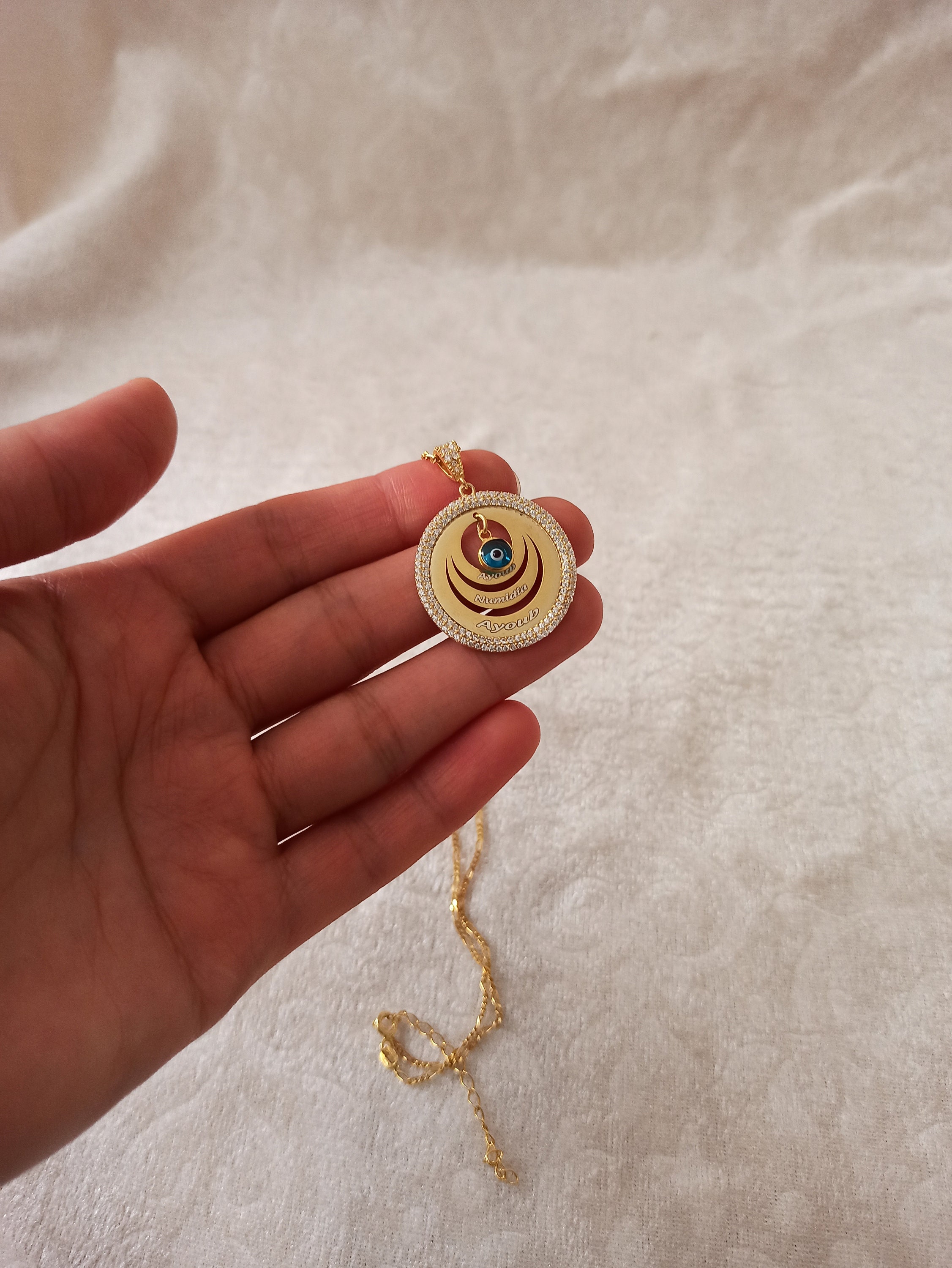 Silver disk Necklace custom disk Necklace personalize | Etsy