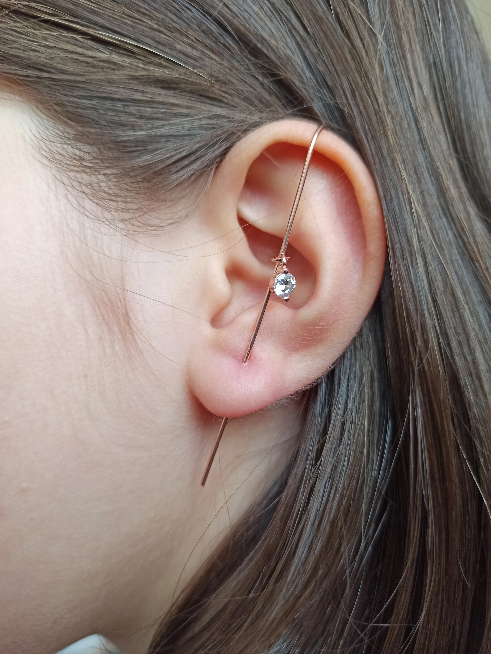 Solitaire Ear Cuff Earrings Stud Rod Earring Rod Ear Cuff - Etsy