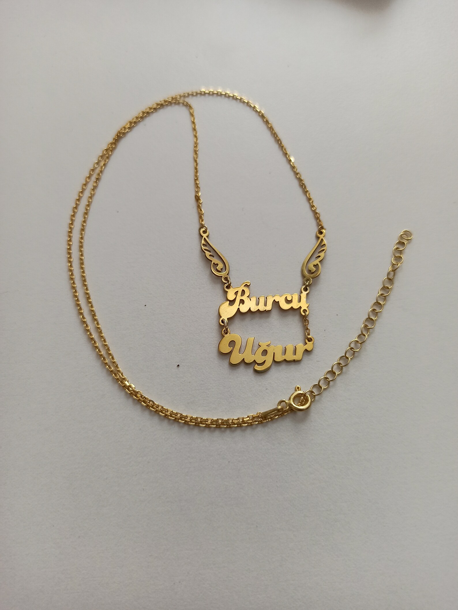 With Two Names Necklace Angel Winged Name Necklace Name - Etsy