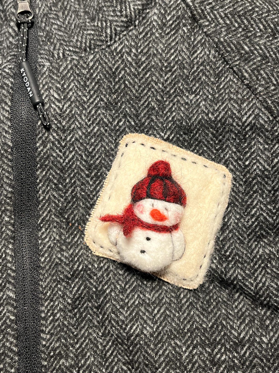 Snowman Pin Natural Homespun Handmade Primitive Wool Gift Christmas Her ...