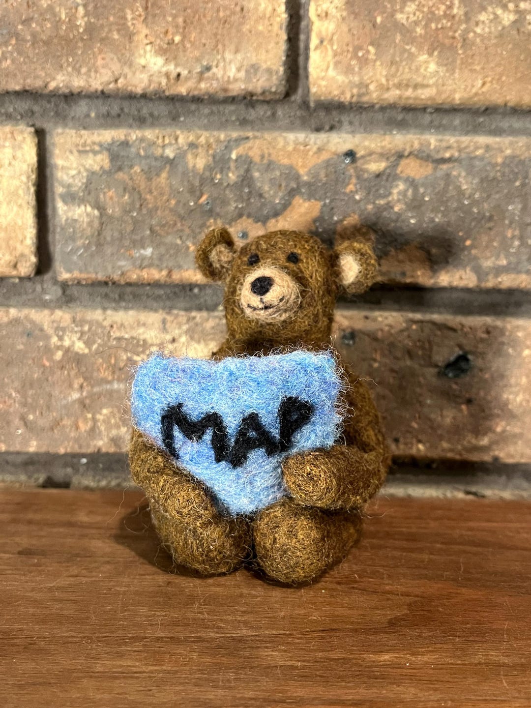 Needle Felted Teddy Bear With Map: Wool Car Vent Clip, Essential Oil ...