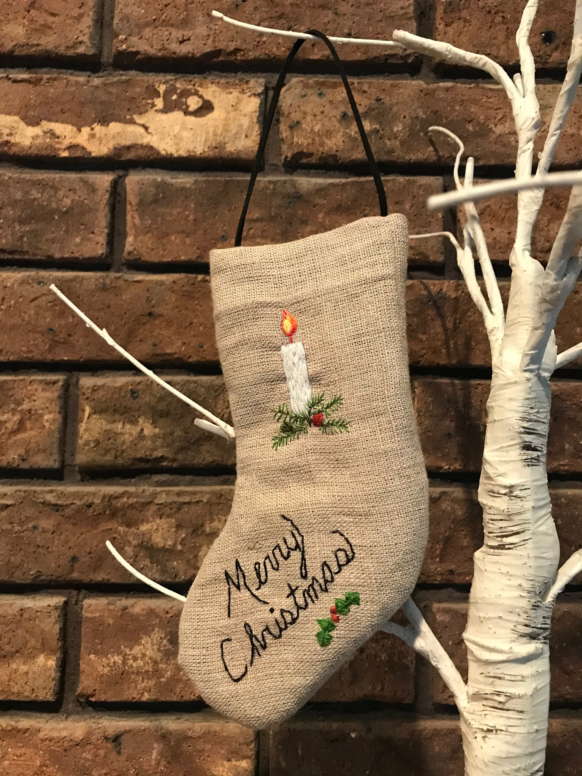 Christmas Stocking Ornament: Hand Embroidered - Etsy