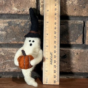 Needle Felted Wool Ghost Ornament: Halloween Pumpkin, Witch Hat - Etsy