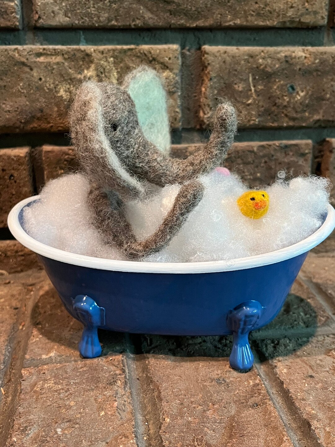 Elephant in Miniature Bathtub With Duckie Bar of Soap Bubbles Needle ...